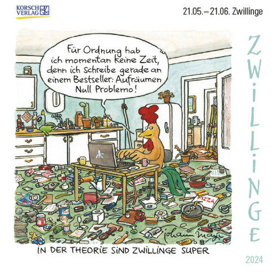 ZWILLINGE MINI 2024: Sternzeichenkalender-Cartoon - Minikalender im ...